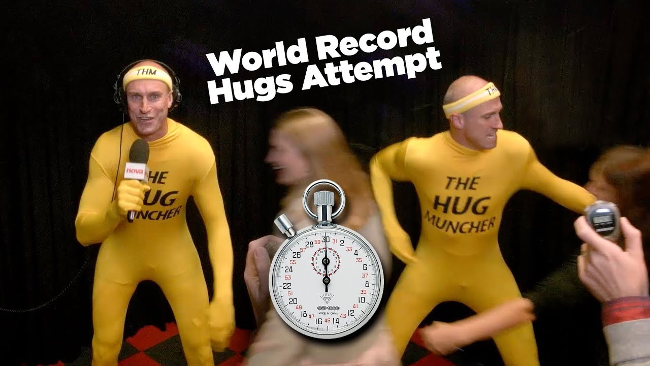 Most Hugs in 60 secs WORLD RECORD!!!! - YouTube