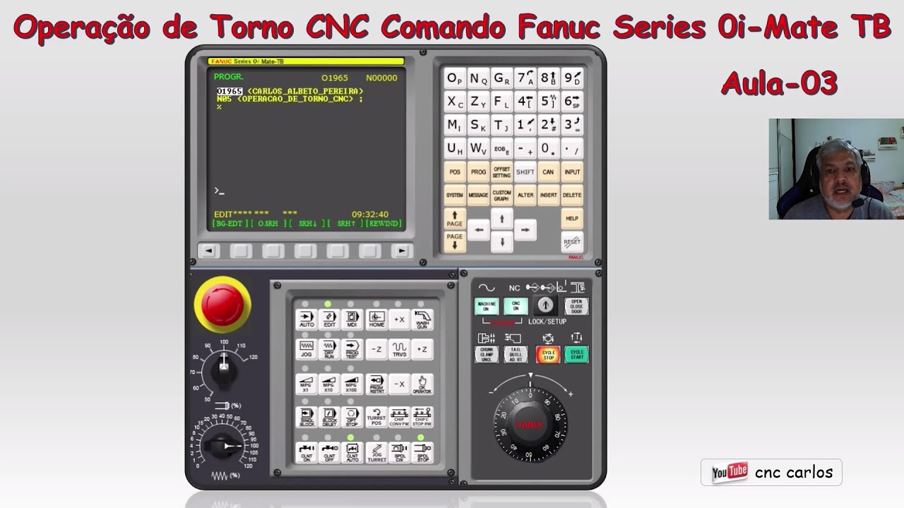 OPERAÇÃO DE TORNO CNC COMANDO FANUC Series 0i-Mate TB, PRESET DE 3 ...