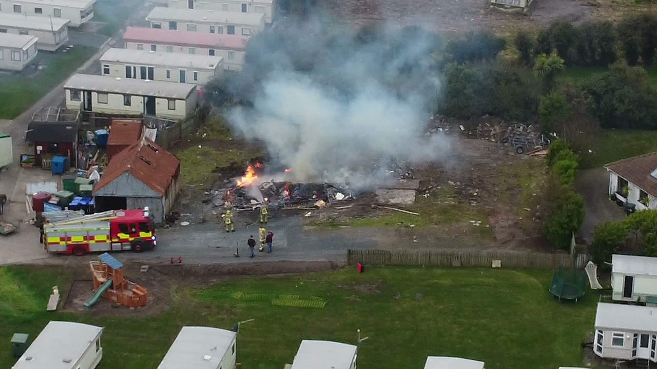 Caravan fire in Millisle caravan park fire brigade on scene - YouTube