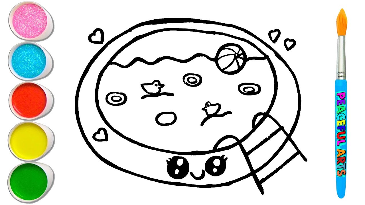 kids swimming pool Drawing - How to Draw a Simple baby pool Step By ...