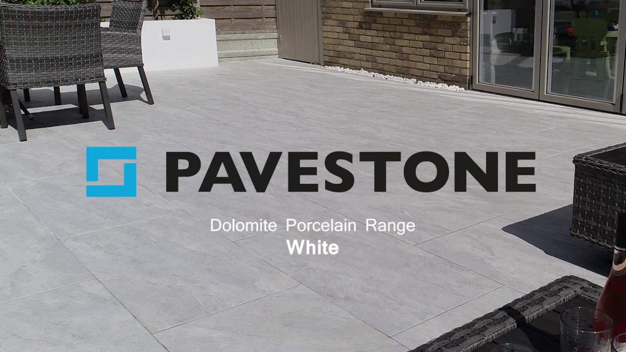 Pavestone Dolomite White Porcelain Patio Tiles - YouTube
