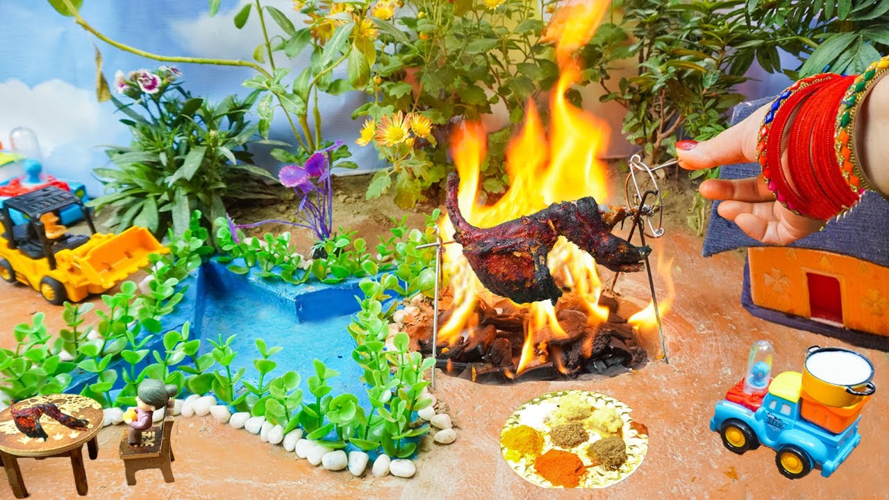 Tiny Bird BBQ - Barbeque Bird Prepared in Tiny Farm House Kitchen ...