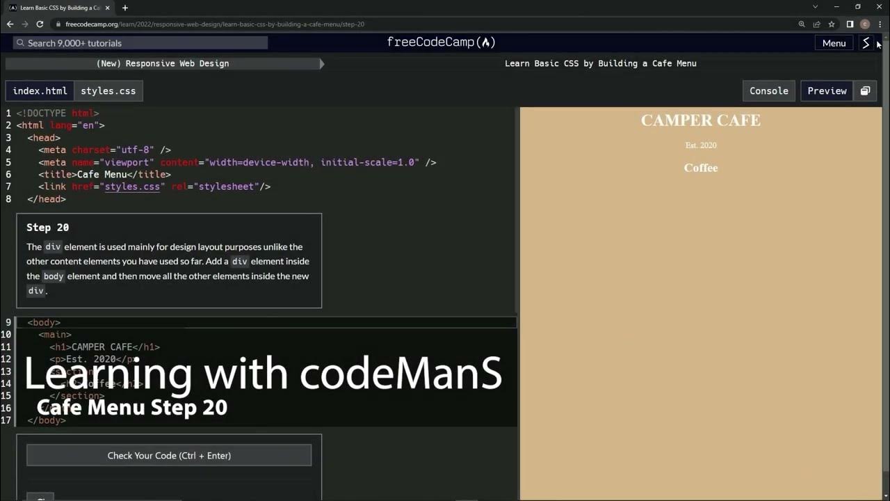 (ARCHIVED) Learn Basic CSS by Building a Cafe Menu - Step 20 - YouTube