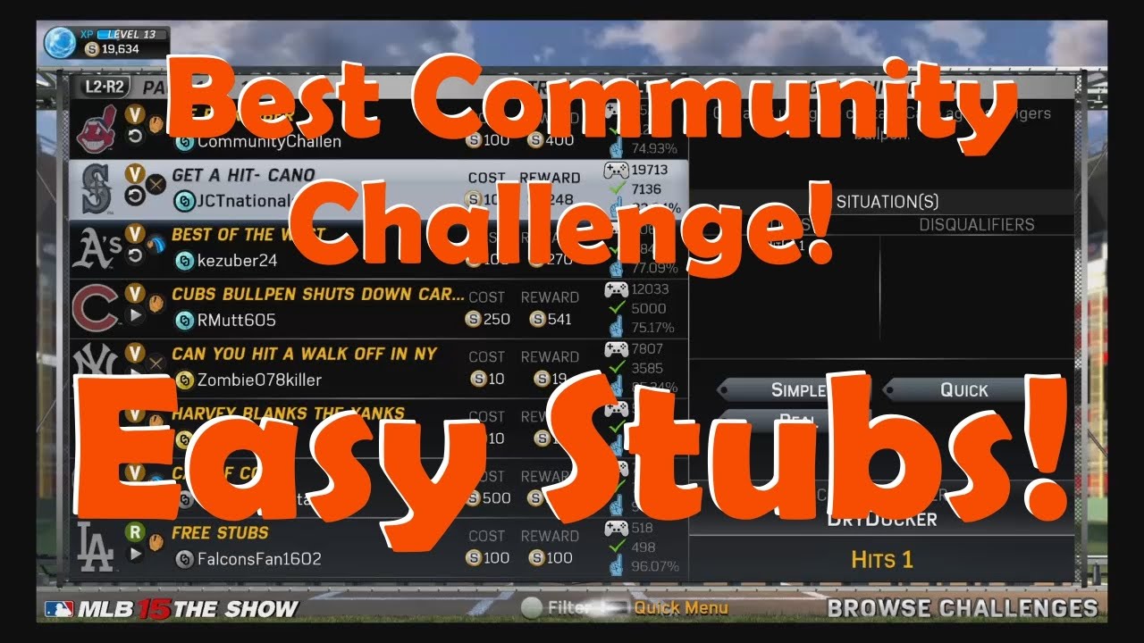 MLB 15 The Show: Best Community Challenges #1, Easy Stubs!!! - YouTube