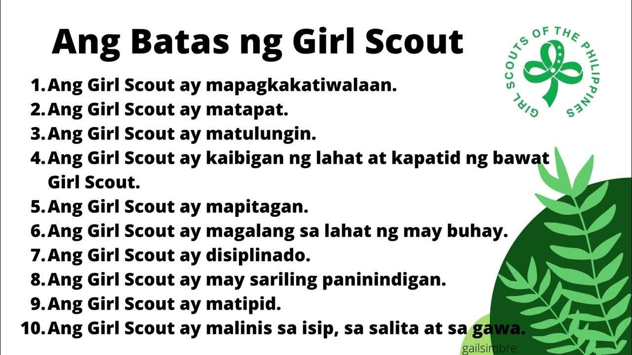 ANG BATAS NG GIRL SCOUT YouTube ang-batas-ng-girl-scout-youtube