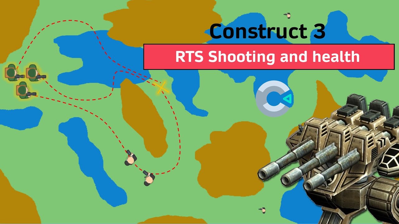 Construct 3: RTS Pt2 shooting, health and enemy AI - YouTube