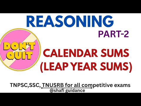 Calendar sums (நாட்கள்),Part-2|MODEL: LEAP YEAR |TNPSC,TNUSRB,SSC,TNTET ...