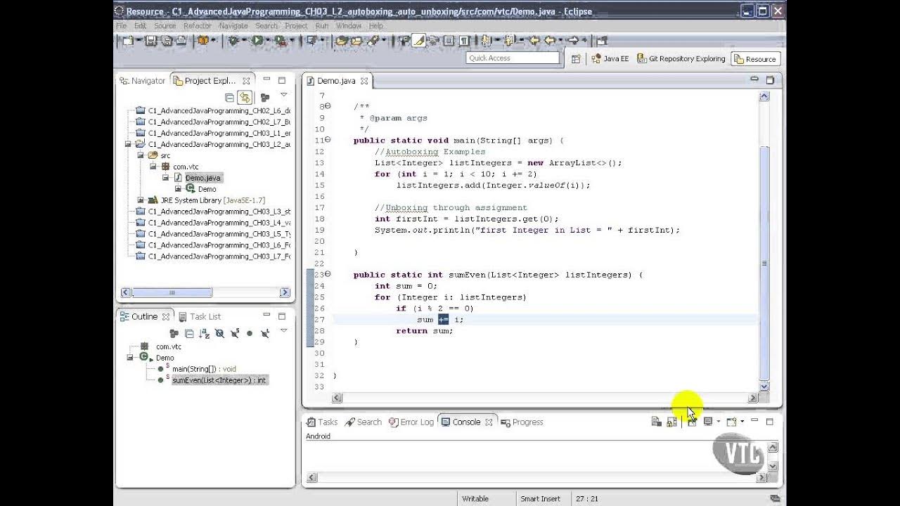VTC Player Advanced Java Programming Java SE 7, Autoboxing Unboxing - YouTube