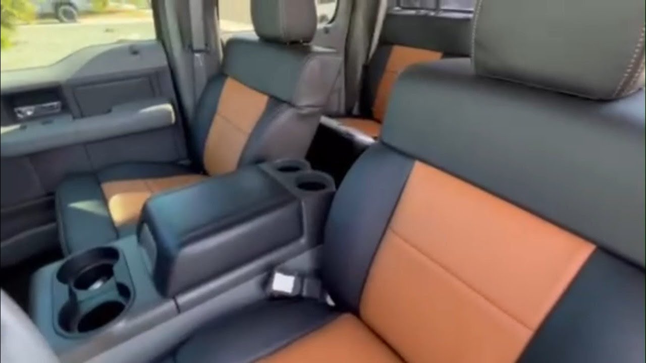 Custom leather seats in a Ford F-150 Crew cab - YouTube
