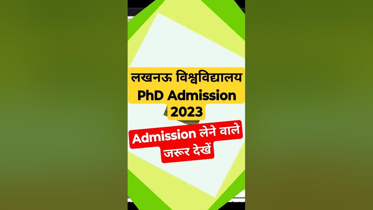 Lucknow University Phd Admission 2023 24 Phd Phd Entrance