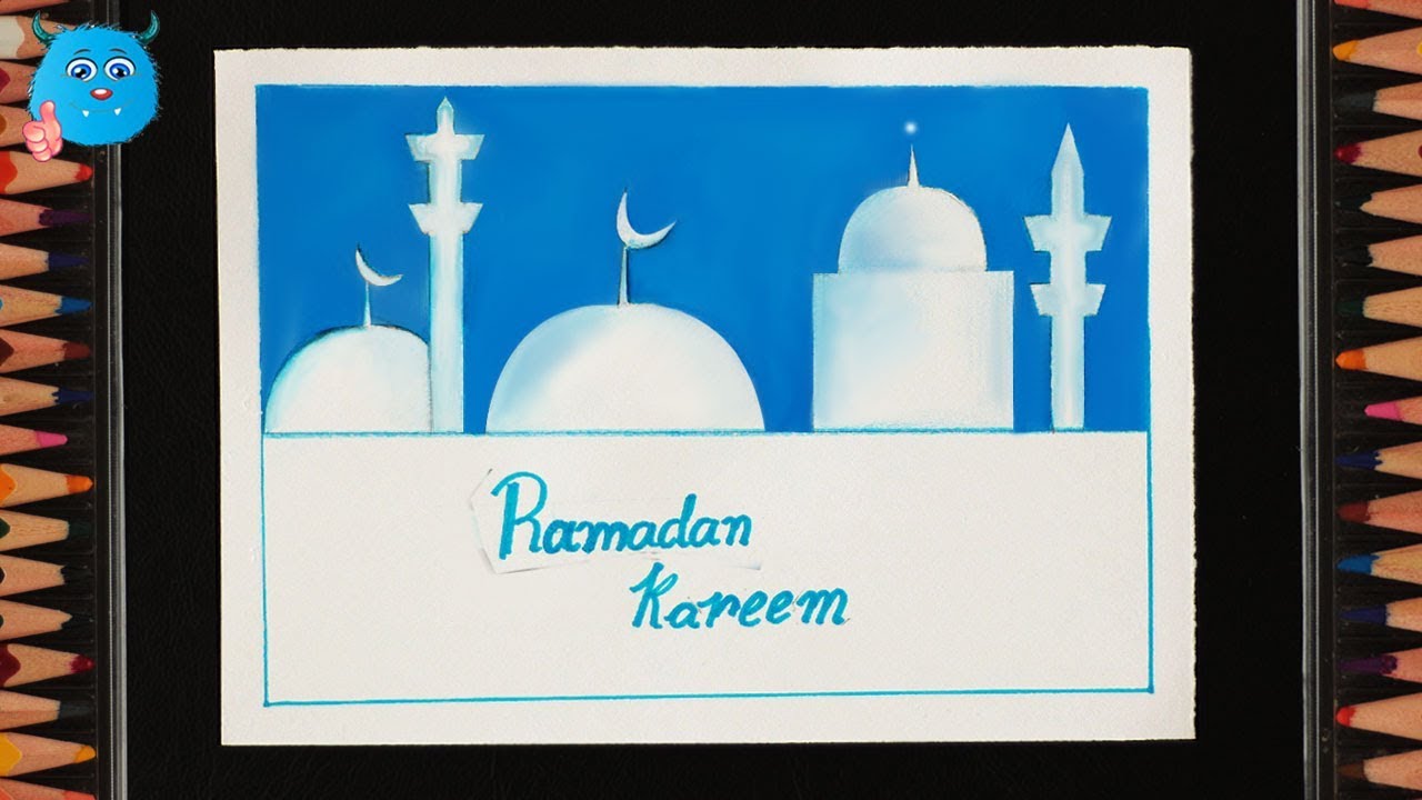 How to Draw Happy Ramadan Card Drawing for Ramadan Kareem - رمضان - YouTube