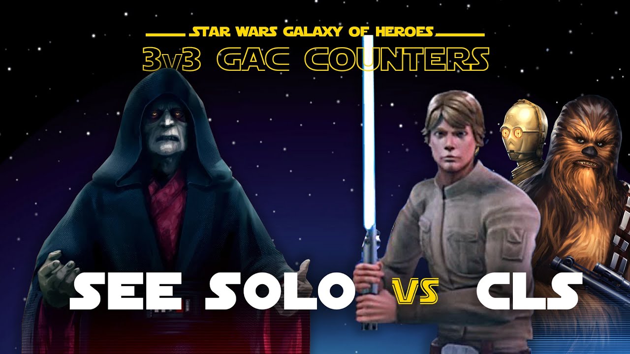 3v3 - Eternal Emperor Solo vs Commander Luke | SWGOH GAC SEE vs CLS ...