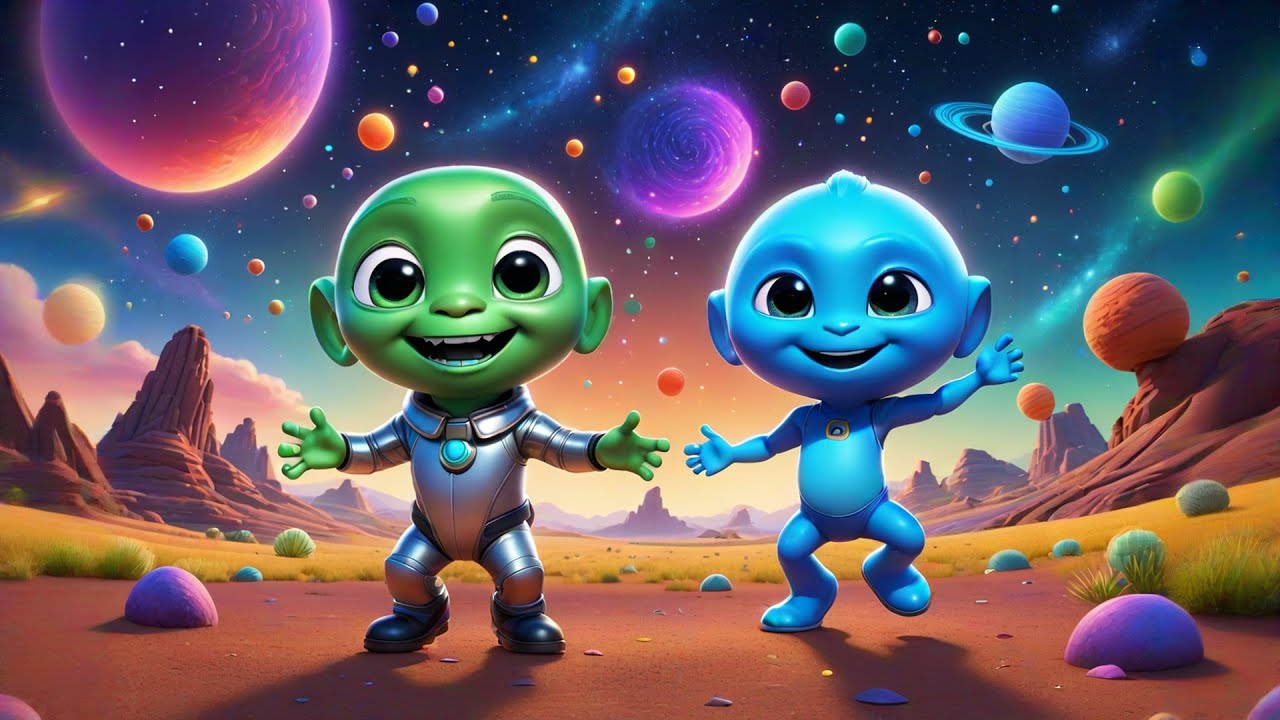 Seven Baby Aliens Zoom Through Space | Alien Kids | Outer Space Rhyme ...