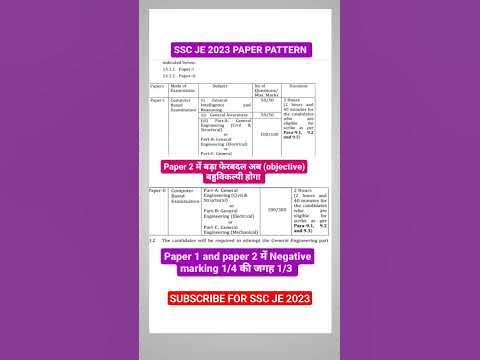 SSC JE 2023 Exam pattern 2023 ssc je pattern civil electrical mechanical #sscje2023 negative ...