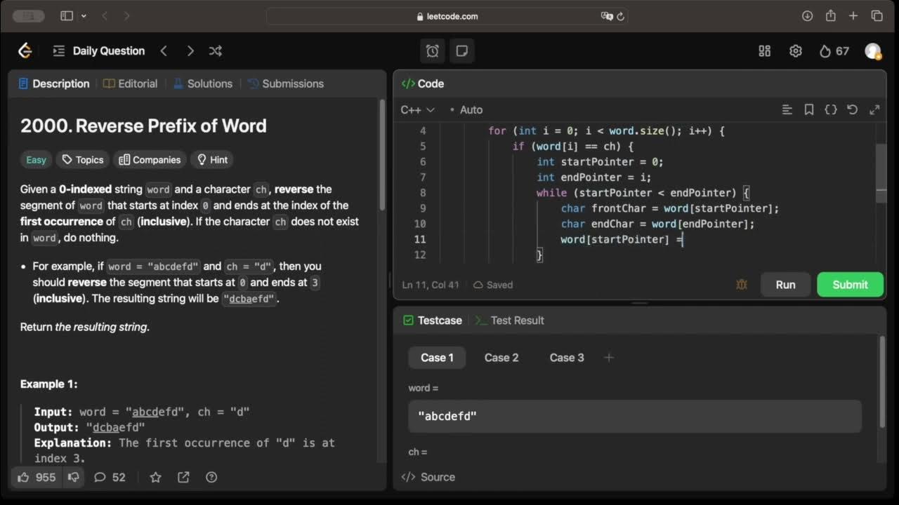 Leetcode 2000 - Reverse Prefix of Word [1/5/24] - YouTube