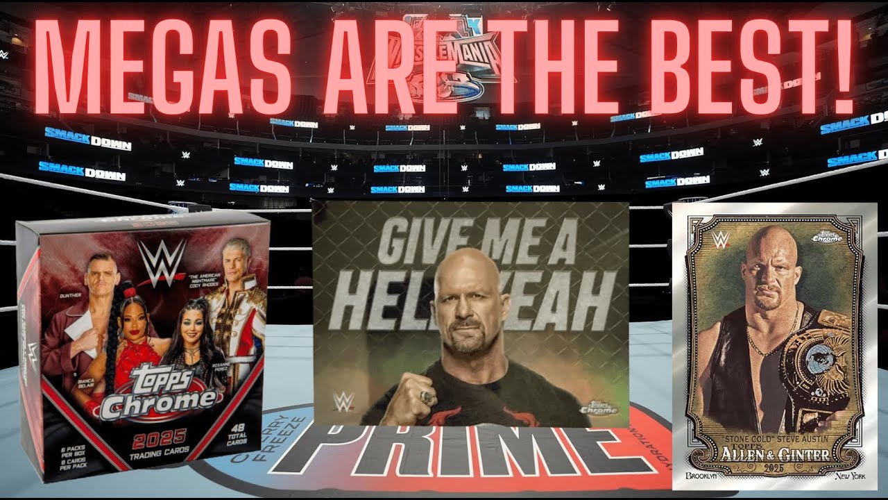 Case Hit!! 2025 Topps Chrome WWE Mega Box Review! - YouTube