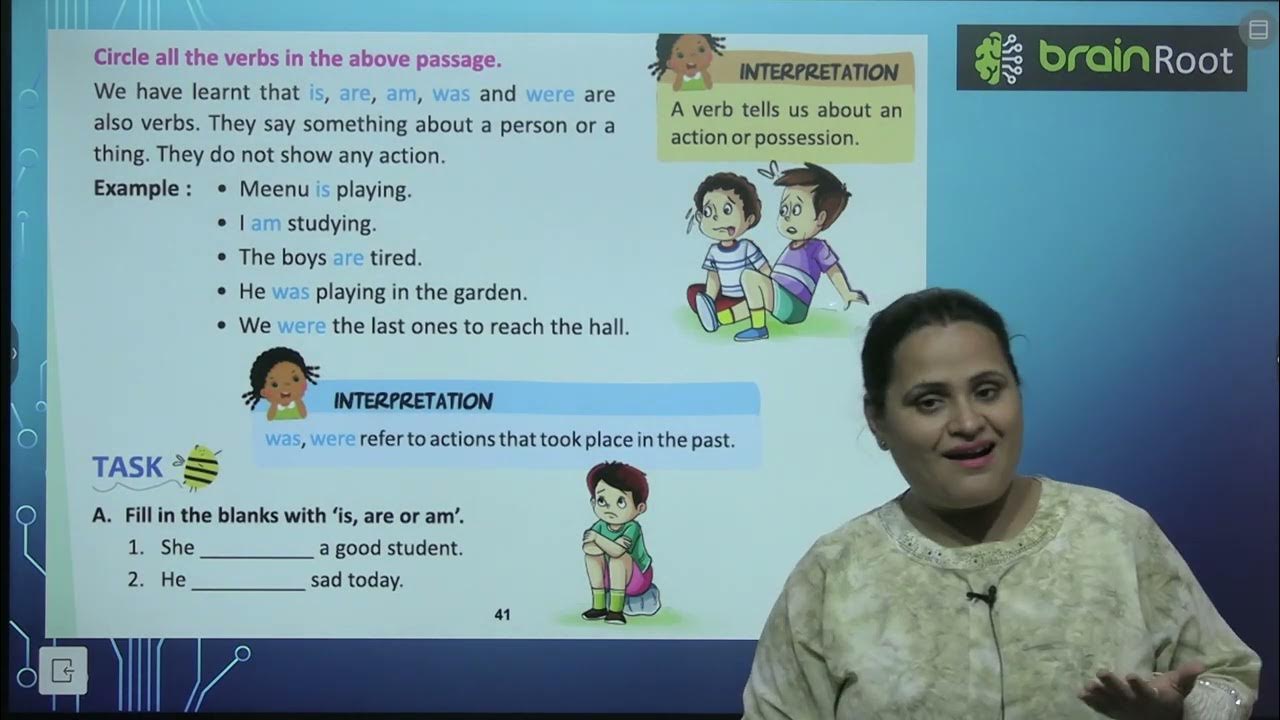 BRAIN ROOT GRAMMAR GLITTER ODYSSEY CLASS 3 CHAPTER 13 AM, IS, ARE, WAS AND WERE - YouTube