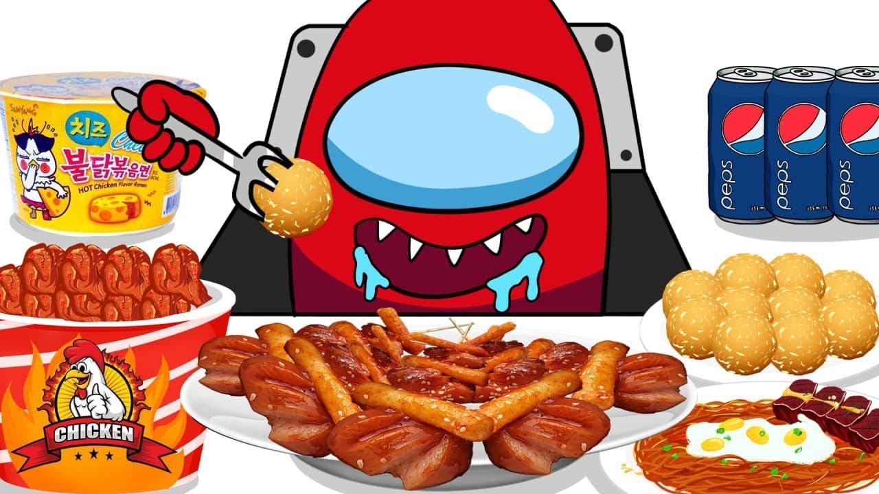 CHICKEN BBQ MUKBANG Among Us Cup Song ANIMATION MUKBANG #1 by Pumma ...