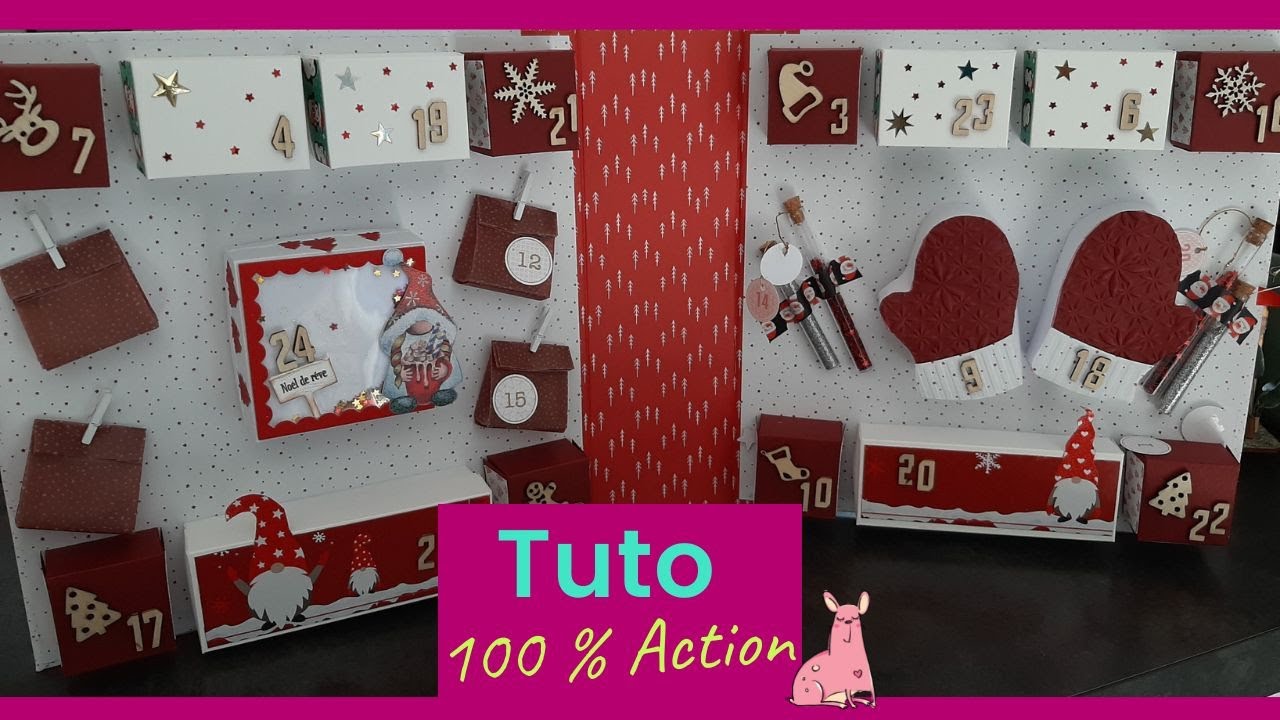 Tuto calendrier de l'Avent 100% Action (boite n° 51 bis) - YouTube