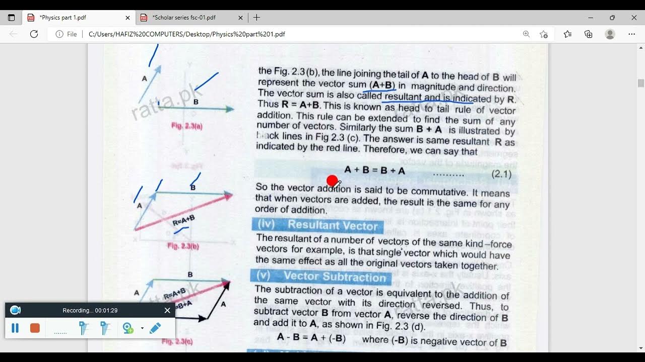Addition of vectors|Head to tail Rule|Resultant vector|vector subtraction|Multiply vectors|Ch#2 ...