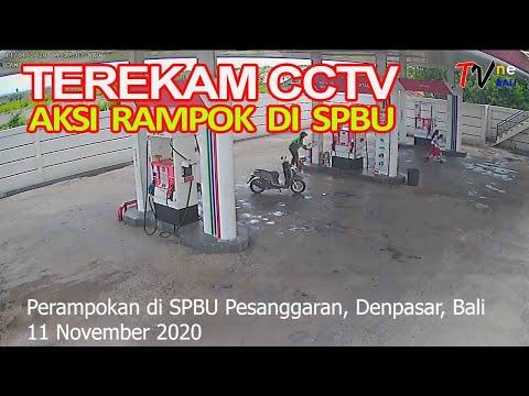TEREKAM CCTV, SECEPAT KILAT PERAMPOKAN DI SPBU DENPASAR