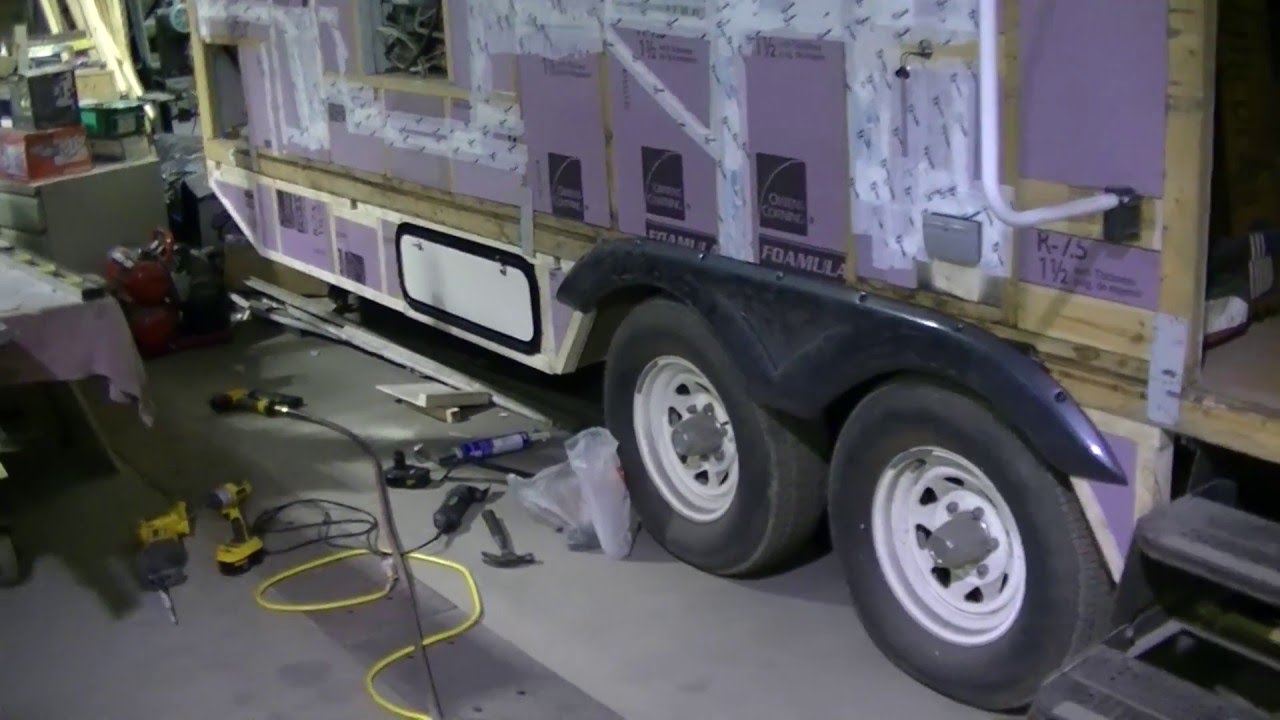 92 Terry Resort 5th Wheel Camper Build "Skirting Storage Box" - YouTube