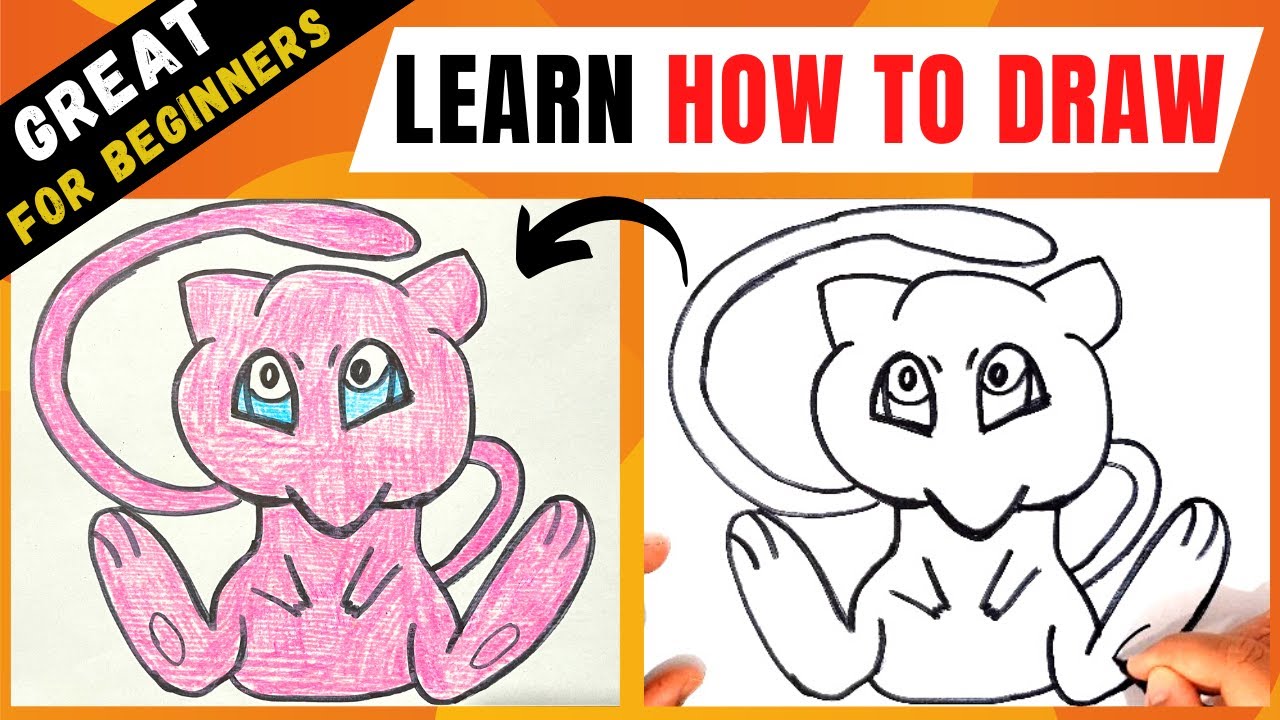 How To Draw Mew | Pokemon Mew Cartoon Drawing - YouTube