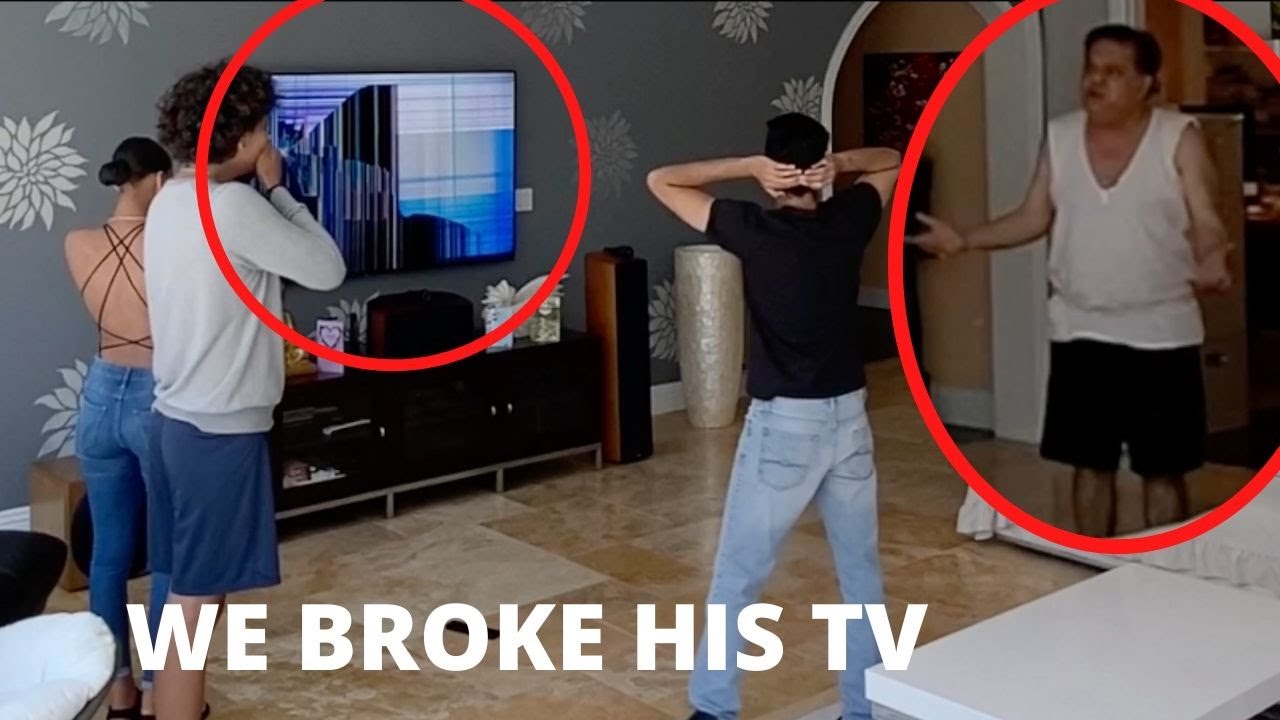 BROKEN TV PRANK! HIS DAD KICKED US OUT!! - YouTube