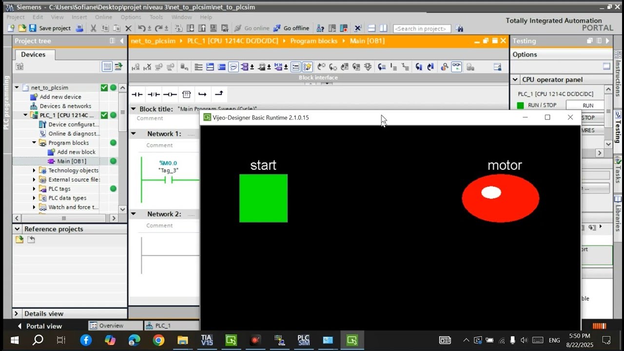 simulation d'une communication entre siemens Tia portal PLCsim et Vijeo ...