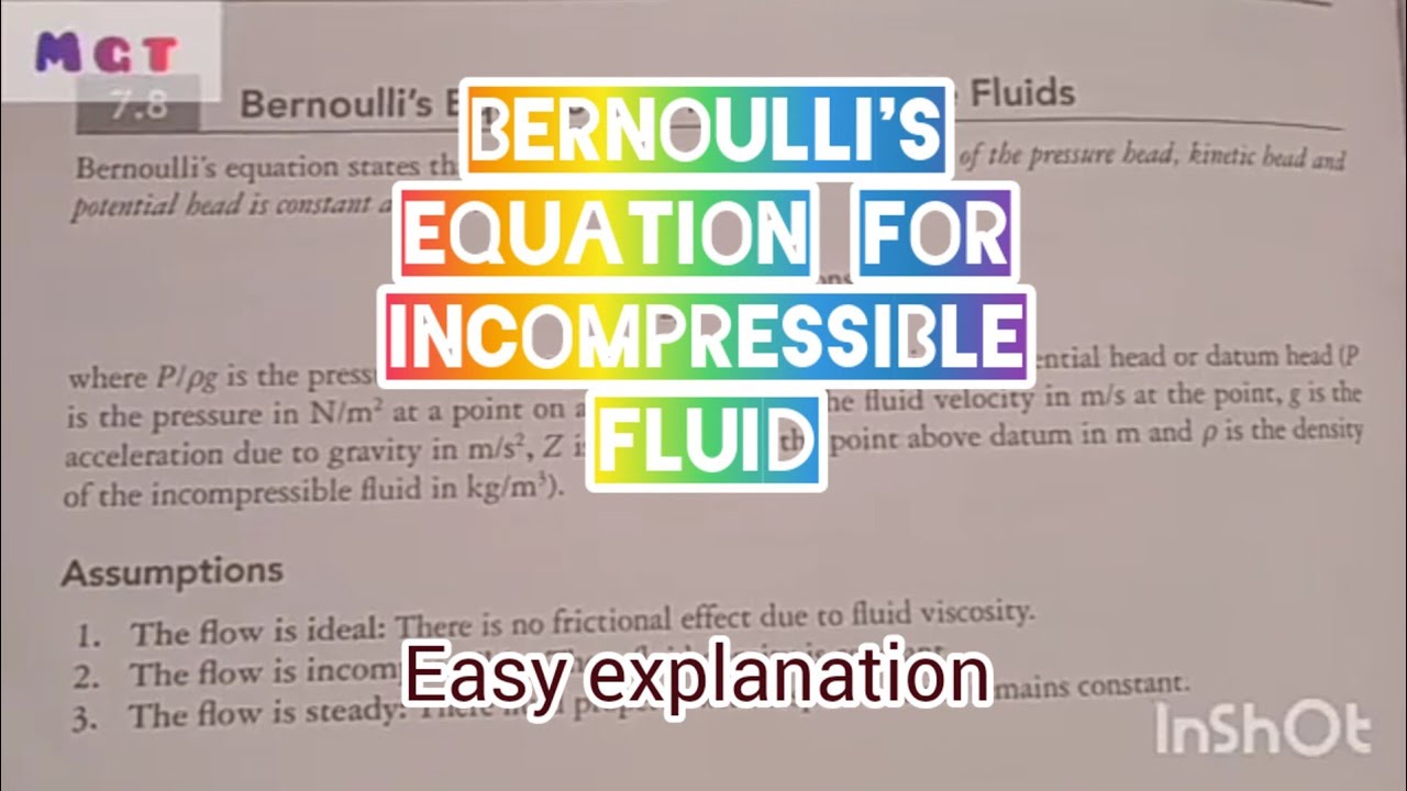 Bernoulli's equation for incompressible fluids l b.tech 1st year 1st ...
