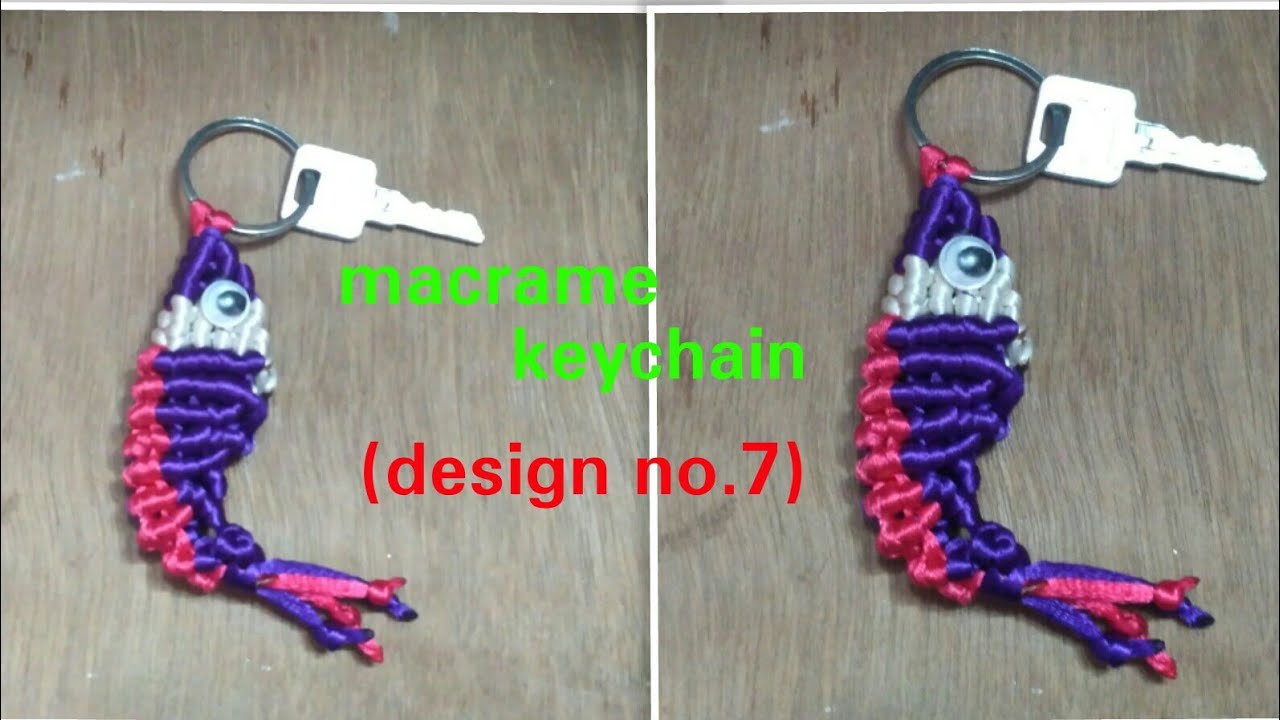 How to make macrame fish keychain simple design - YouTube