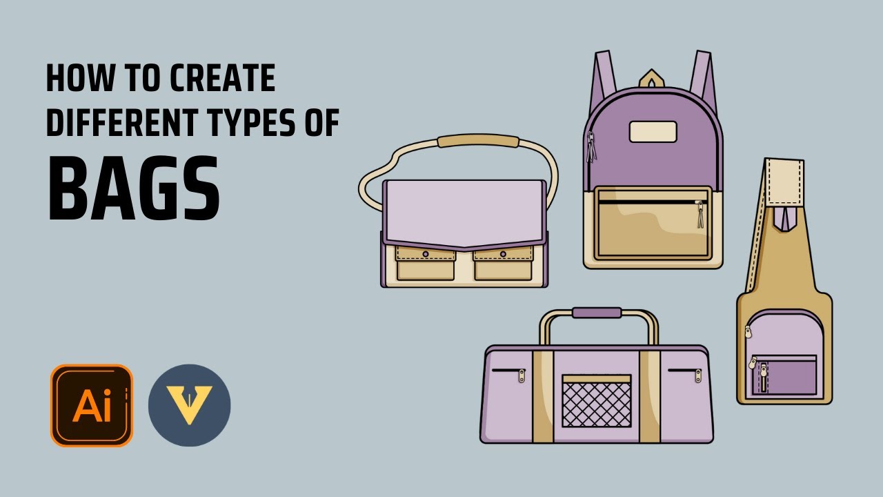 Adobe Illustrator Tutorial - Create Different Bags Flat Design - YouTube