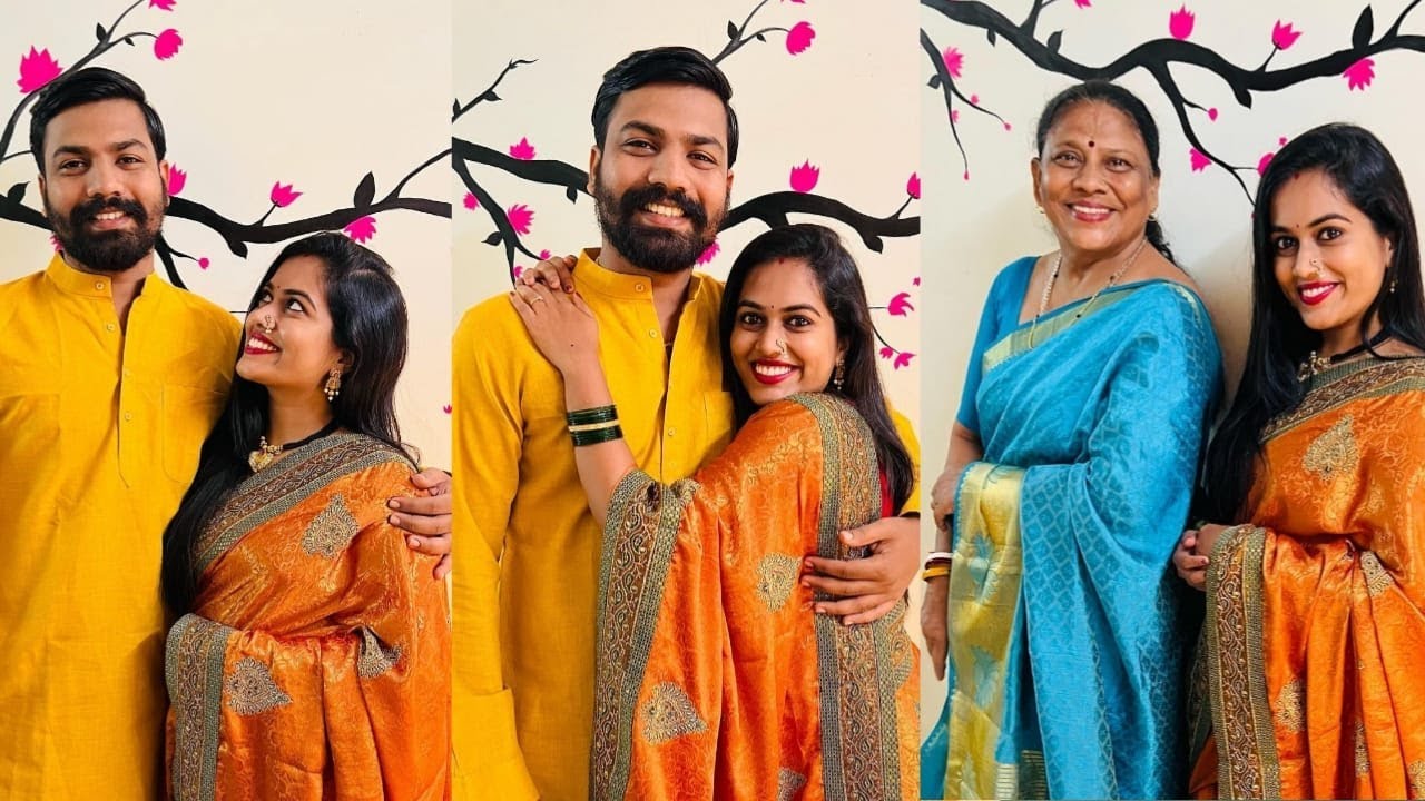 Singer Sayli kamble and dhawal patil first festival celebrate with ...