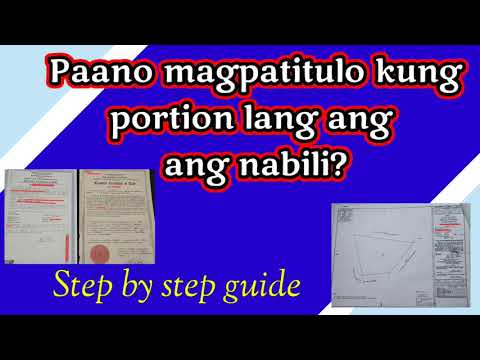 Paano magpatitulo kung portion lang ng mother title ang nabili?