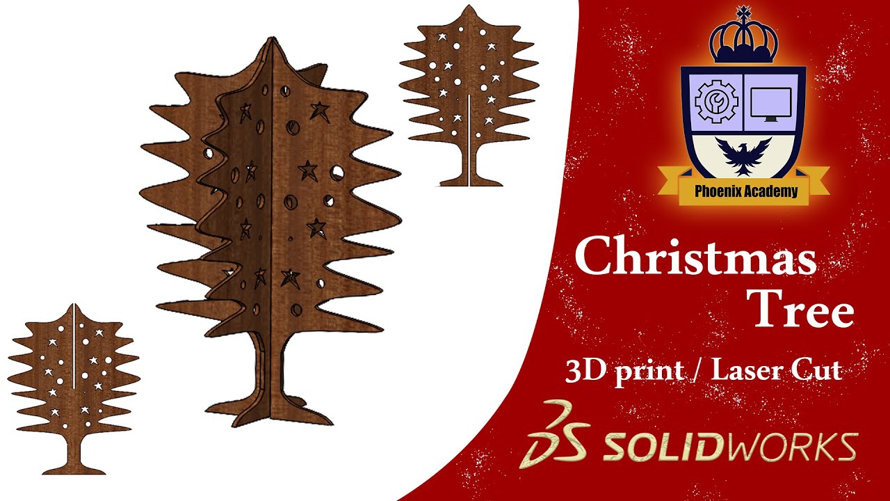 Mini Christmas tree - 3D print or Laser cut - SolidWorks tutorial - YouTube