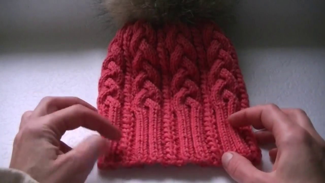 Knitting a hat with a pattern "9 stitches' braid' - YouTube