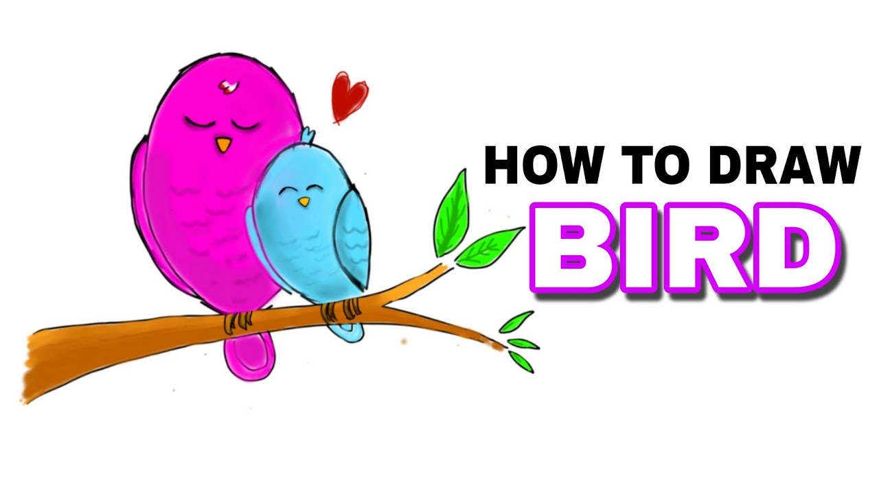 bird drawing, How to Draw a Mommy and baby bird drawing, Mother's Day ...