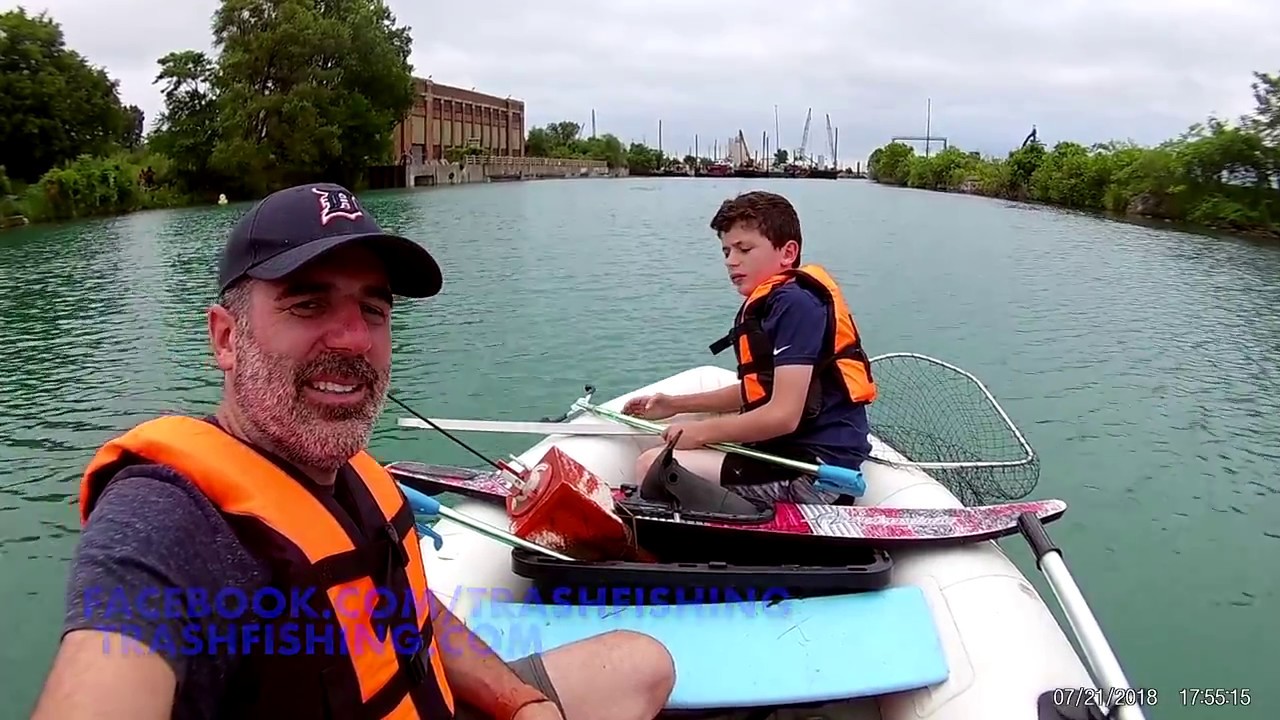Trash Fishing Fishing For Trash On The Detroit River : Zug Island - YouTube