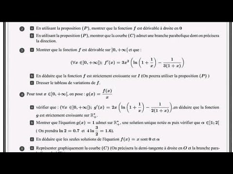 Étude de Fonction - Sommes de Riemann - Suites - Examen National 2020 ...