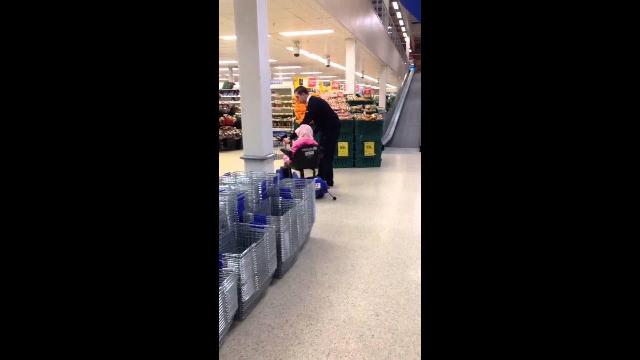 Getting wheeled around by the security guard in tesco - YouTube