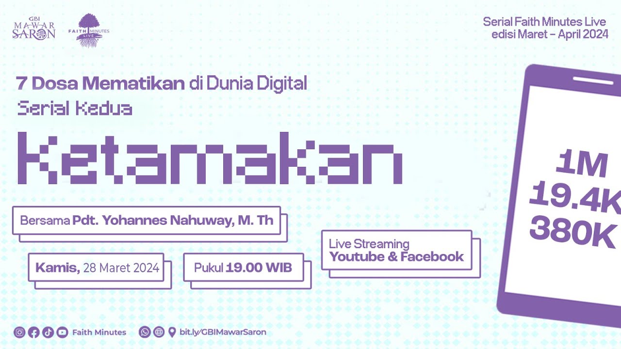 KETAMAKAN | Pdt. Yohannes Nahuway, M.Th. | Faith Minutes Live - YouTube