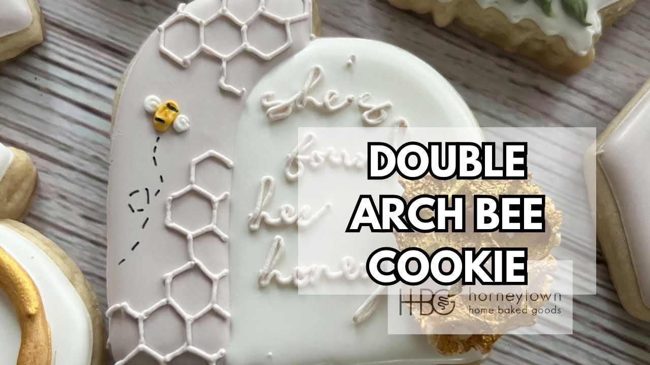 Step-by-Step Double Arch Bee Honeycomb Sugar Cookie Tutorial - YouTube