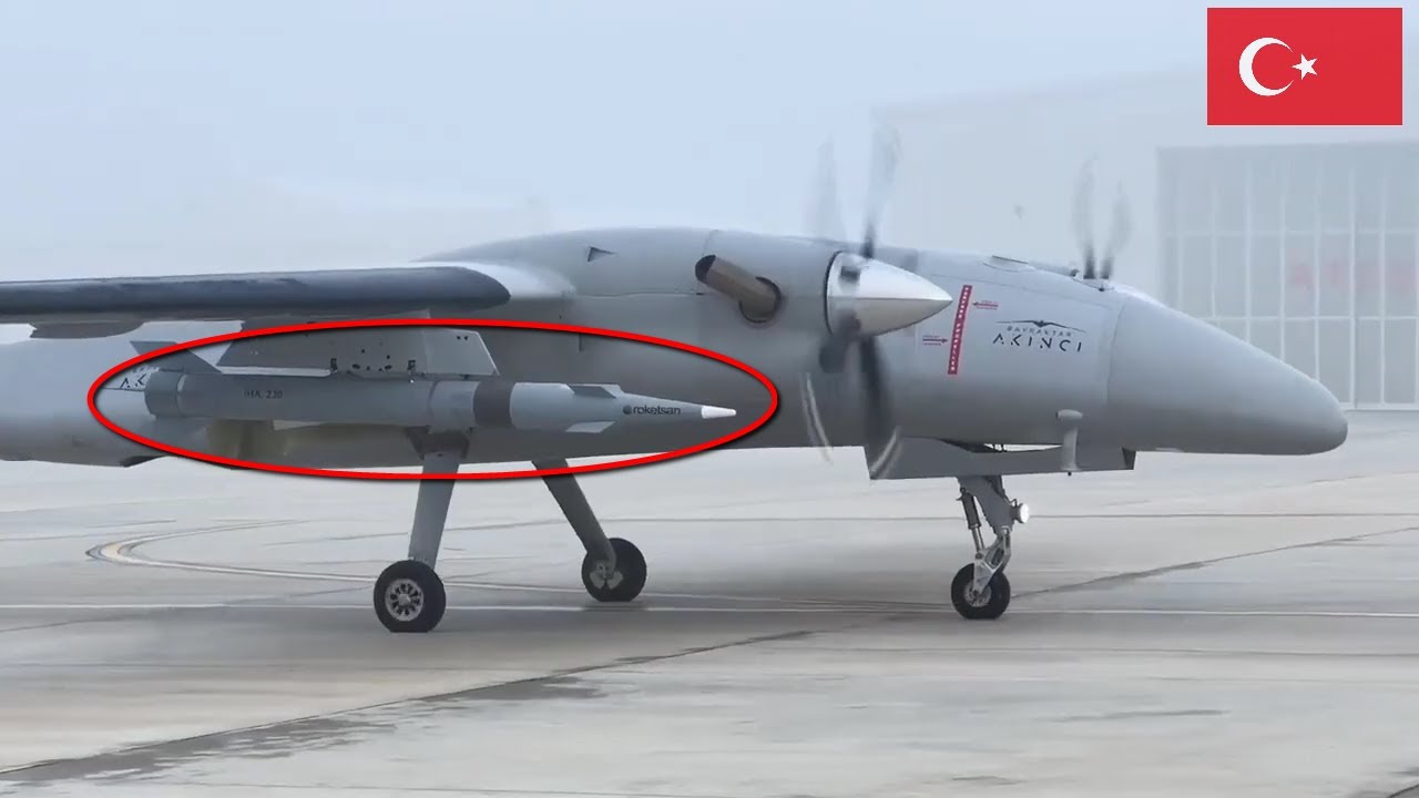 Test fire with the UAV-230 missile from the AKINCI drone - YouTube