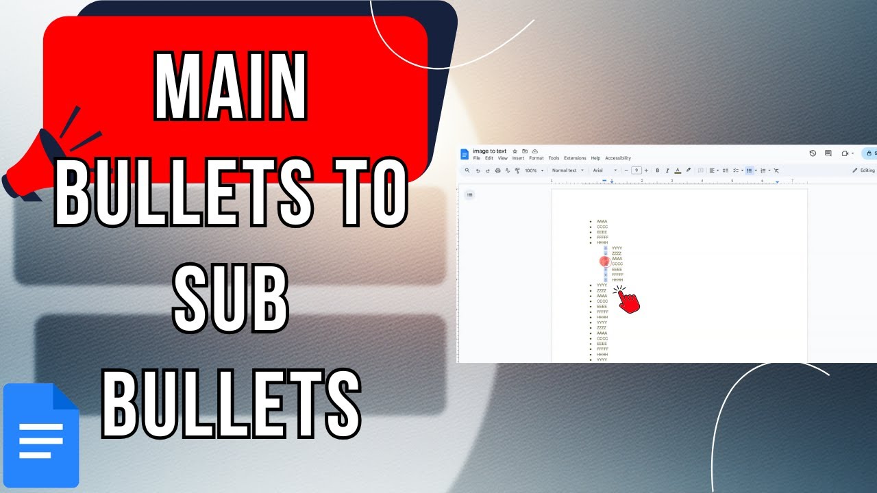How To Change Main Bullets To Sub Bullets in Google Docs - YouTube