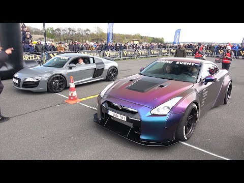 Audi R8 V10 vs Liberty Walk Nissan GT-R Widebody vs Mercedes-Benz G63 AMG