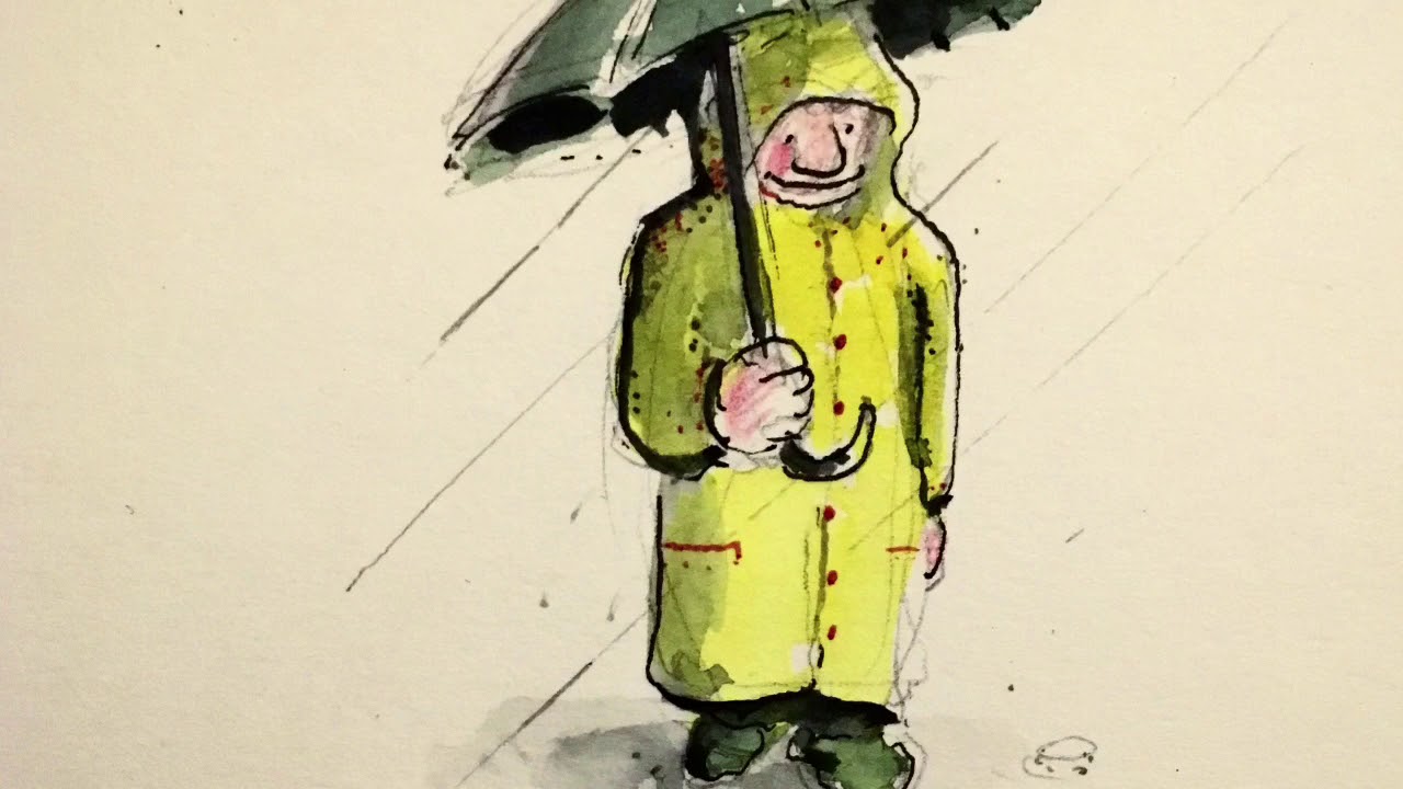 Yellow raincoat watercolor illustration - YouTube