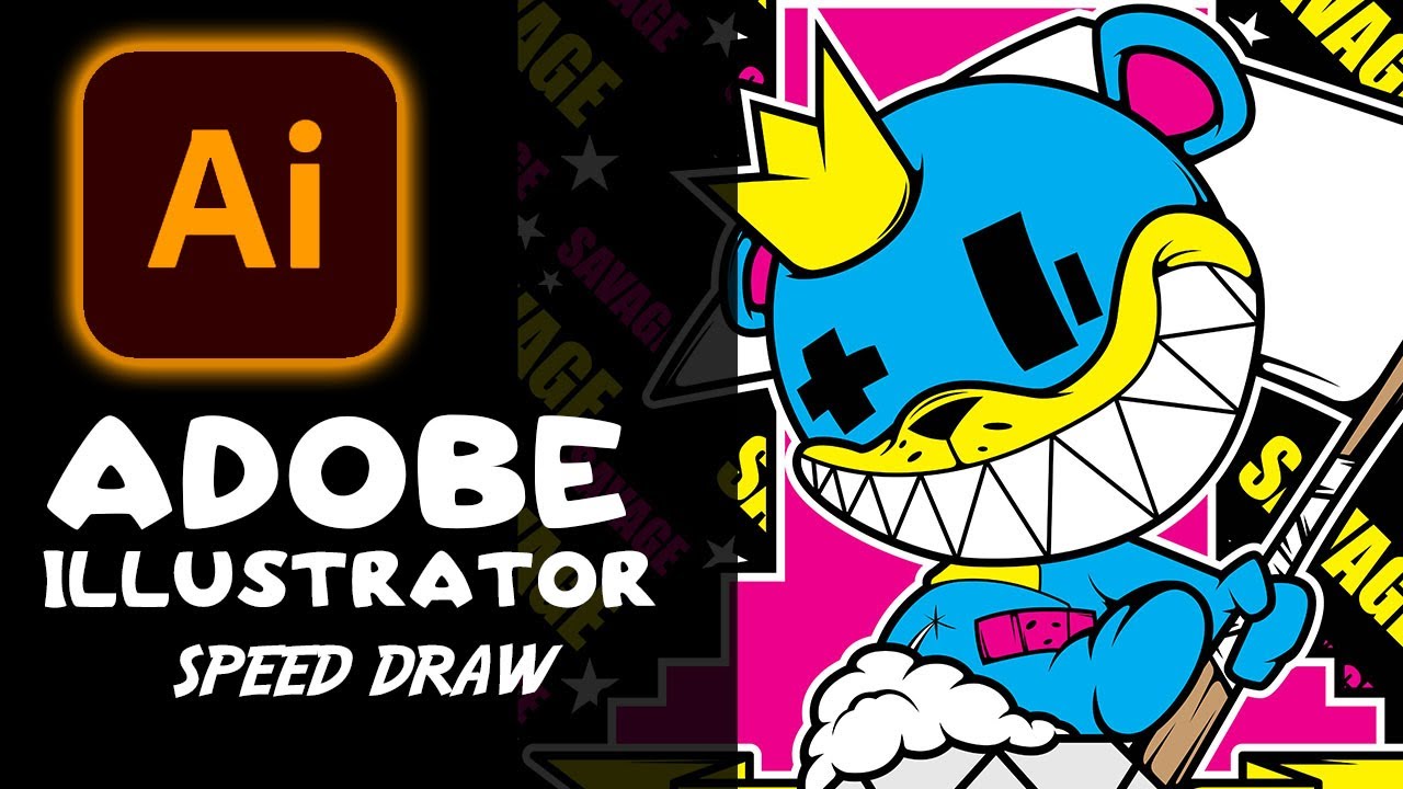 Adobe Illustrator Speed Draw Hustle Hard Savage Shirt Design Blue Bear ...