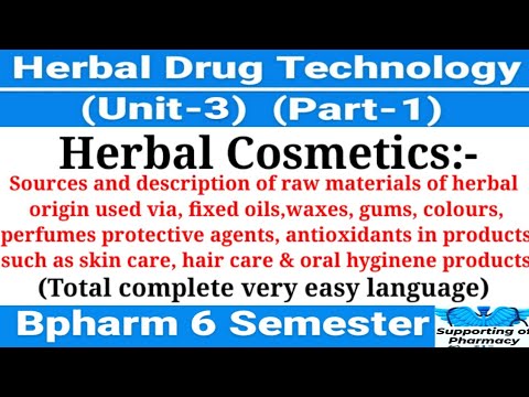 Herbal cosmetics। Herbal drug technology unit-3।types of herbal ...