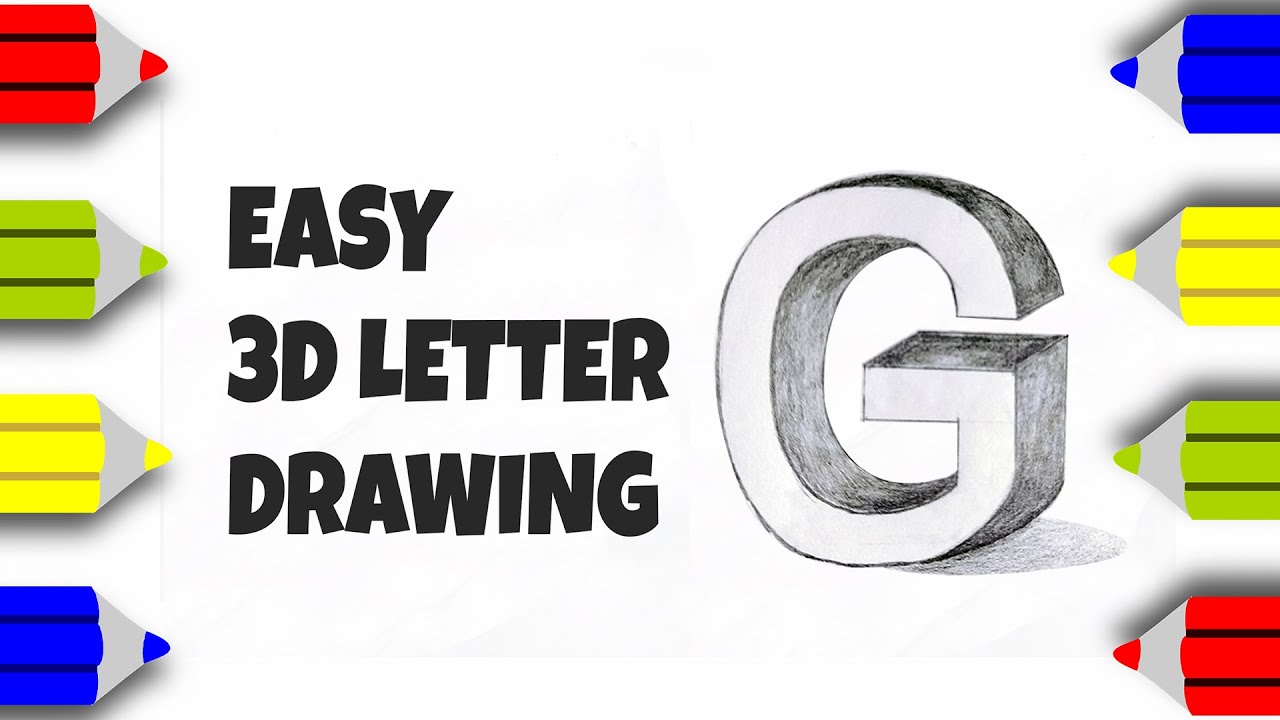 3D Letter G Drawing | Beautiful 3D Drawing - YouTube