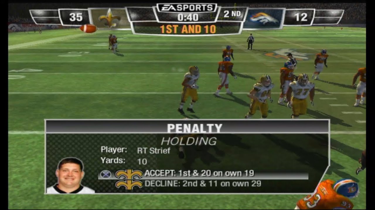 Madden NFL 10 (PS2) saints vs broncos (at denver) (throwback) - YouTube
